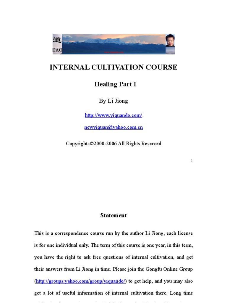 Internal Cultivation Course | PDF | Relaxation (Psychology) | Qi