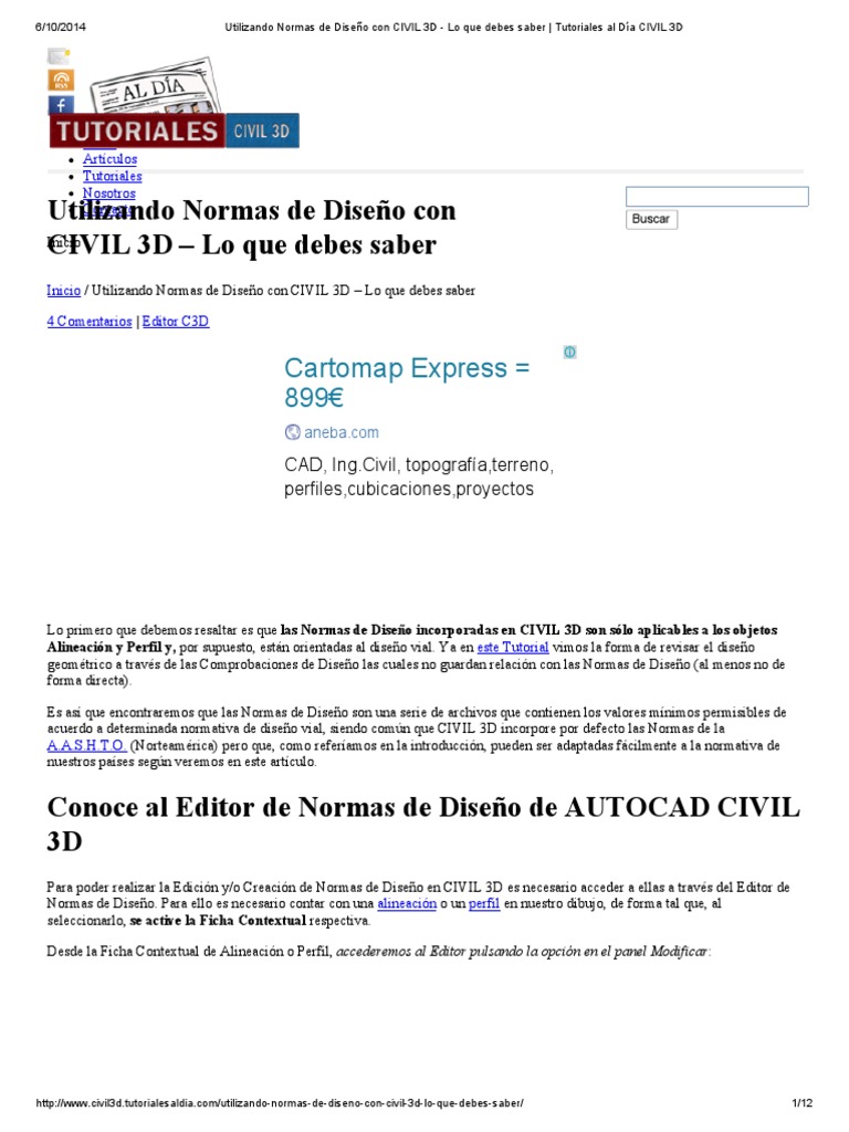 Utilizando Normas de Diseño Con CIVIL 3D - Lo Que Debes Saber - Tutoriales Al Día CIVIL 3D PDF ...