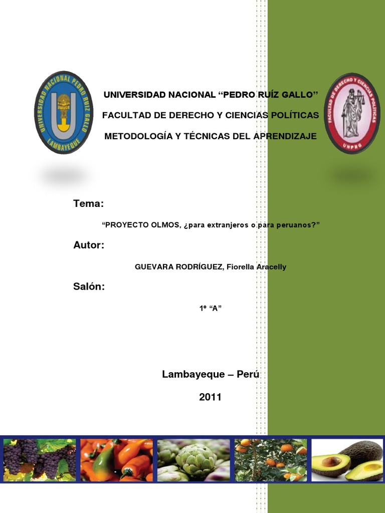 Proyecto Olmos (Monografía) | PDF | Perú | Riego