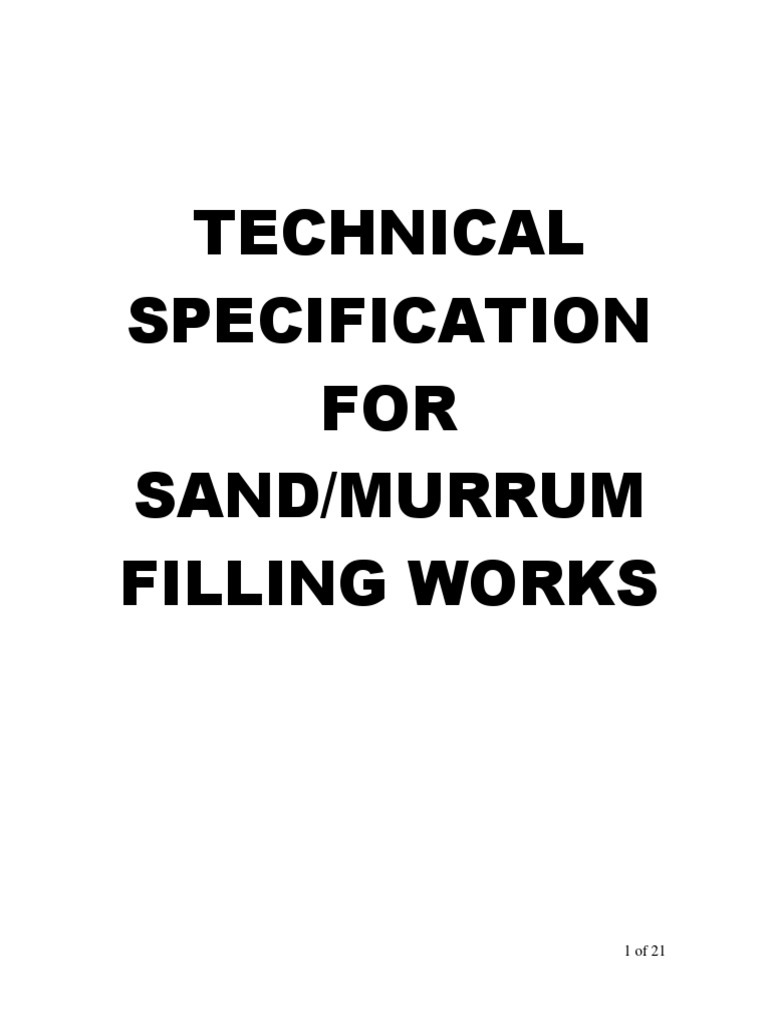 Technical Specifications For Sand & Murrum Filling Works PDF | PDF ...