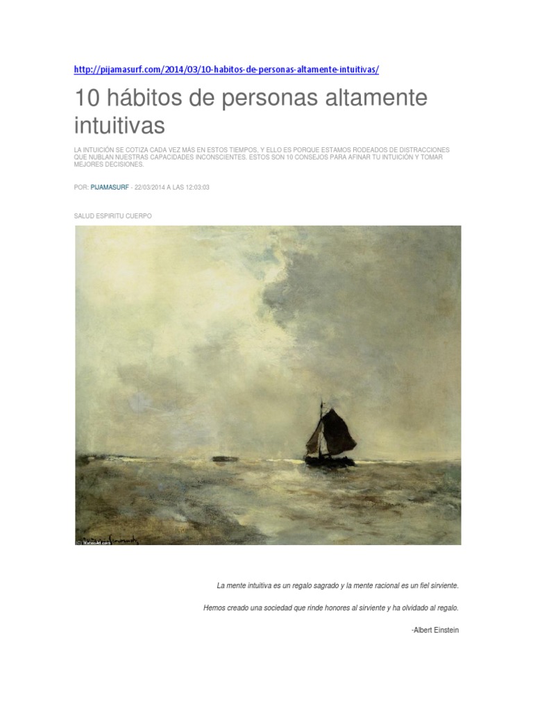 Hábitos de Personas Intuitivas | PDF | Intuición | Sueño