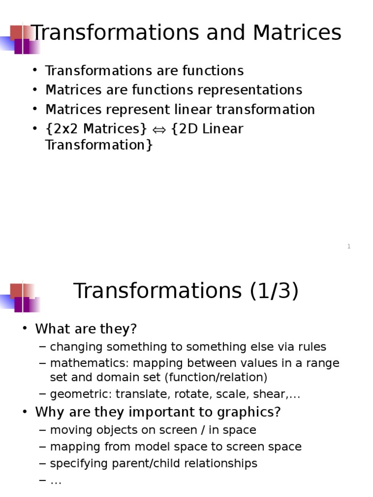 2D and 3D Transformation | PDF | Rotation | 2 D Computer Graphics