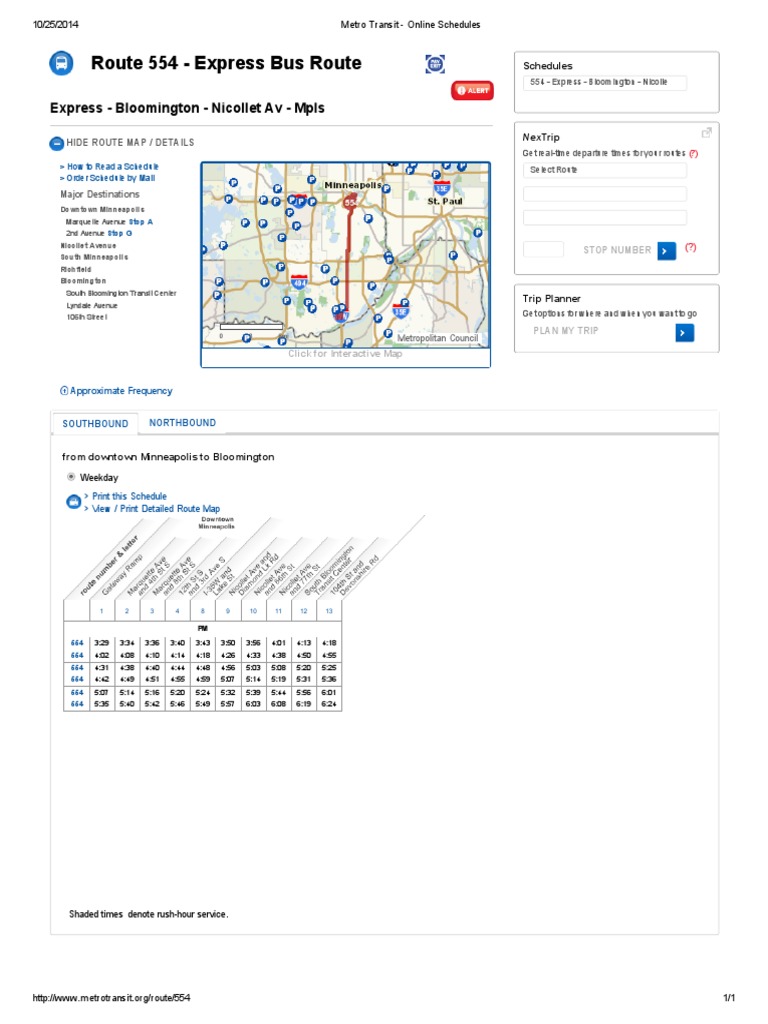 554 Express Bus Schedule and Map | PDF