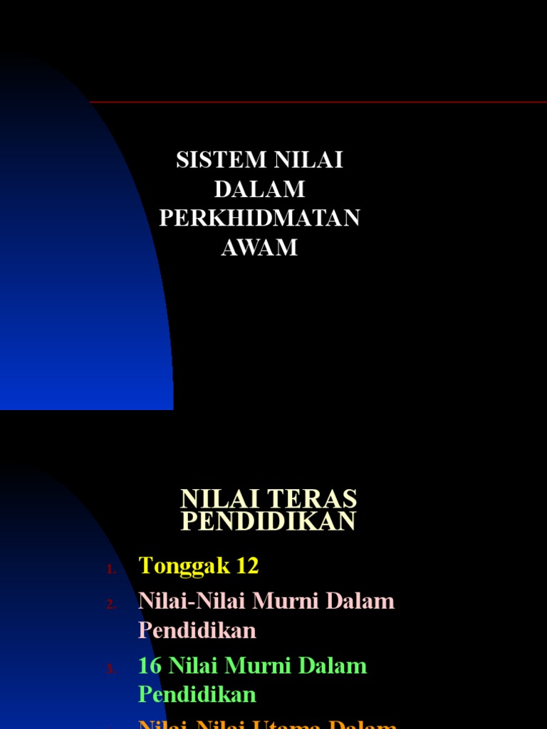 Sistem Nilai Tonggak 12 Perkhidmatan Awam | PDF