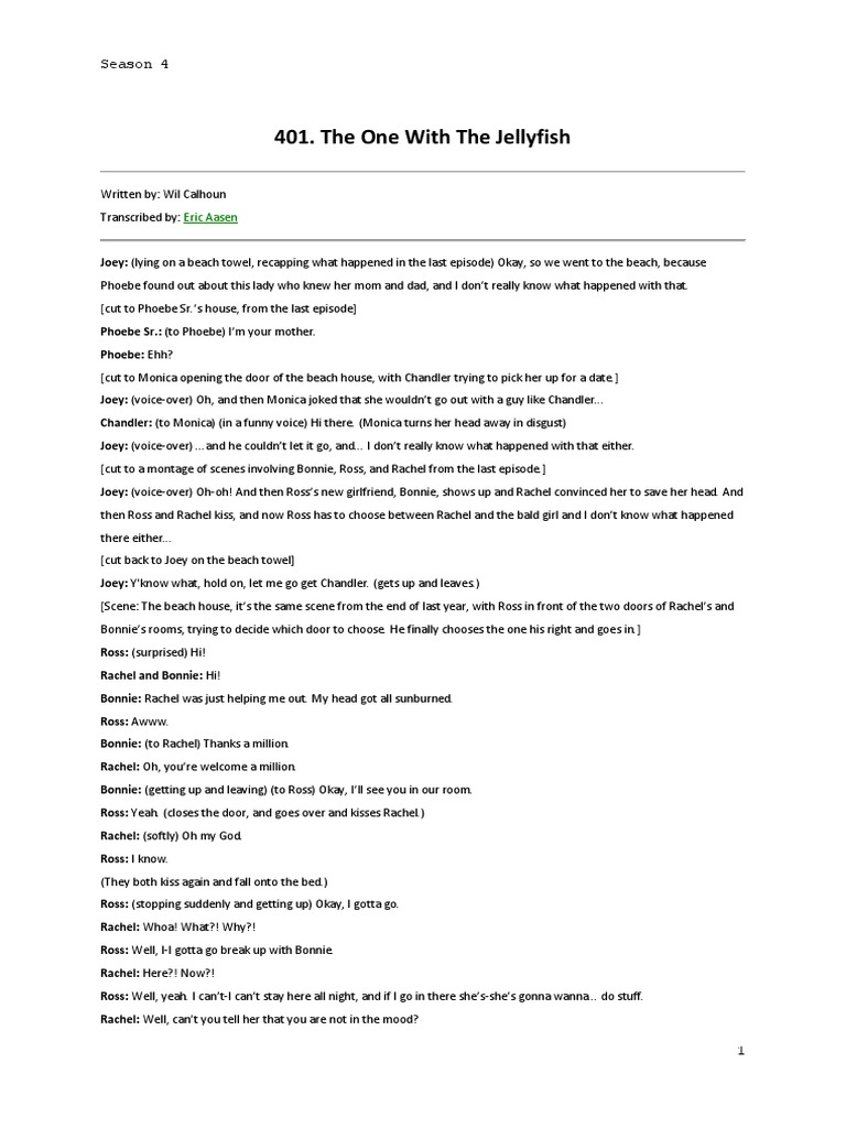 프렌즈 Season04 Script | PDF | Friends | Leisure