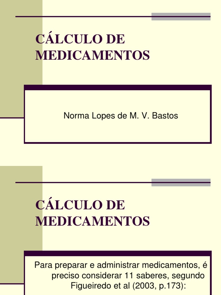 CÁLCULO DE MEDICAMENTOS.ppt | Solução | Química