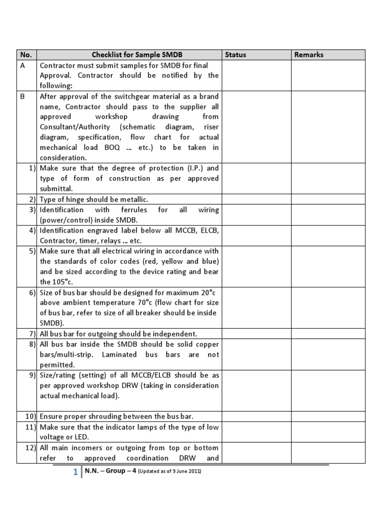 ELE - Checklist For Sample SMDB | PDF