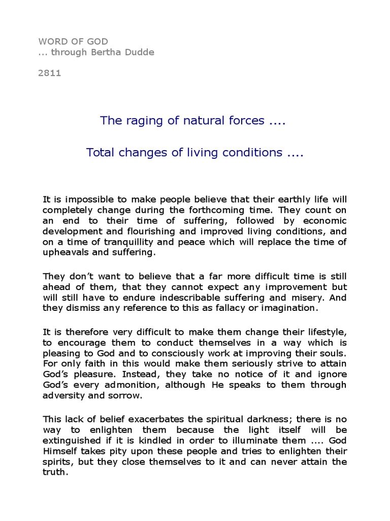 2811 The Raging of Natural Forces .... Total Changes of Living ...