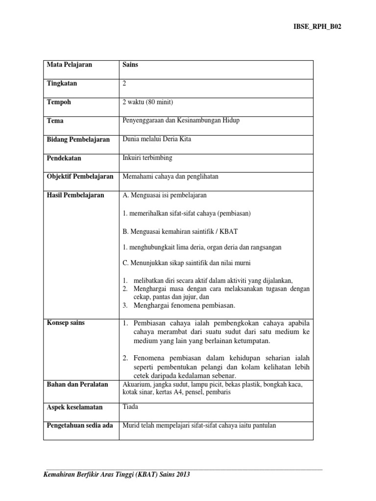 RPH Sains-IBSE | PDF