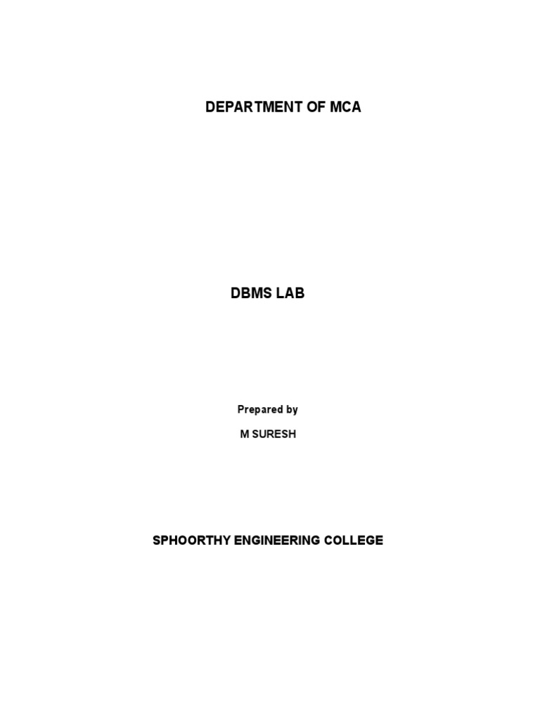 DBMS Lab Manual for Oracle: A Comprehensive Guide to Experiments on SQL, PL/SQL, Cursors and ...