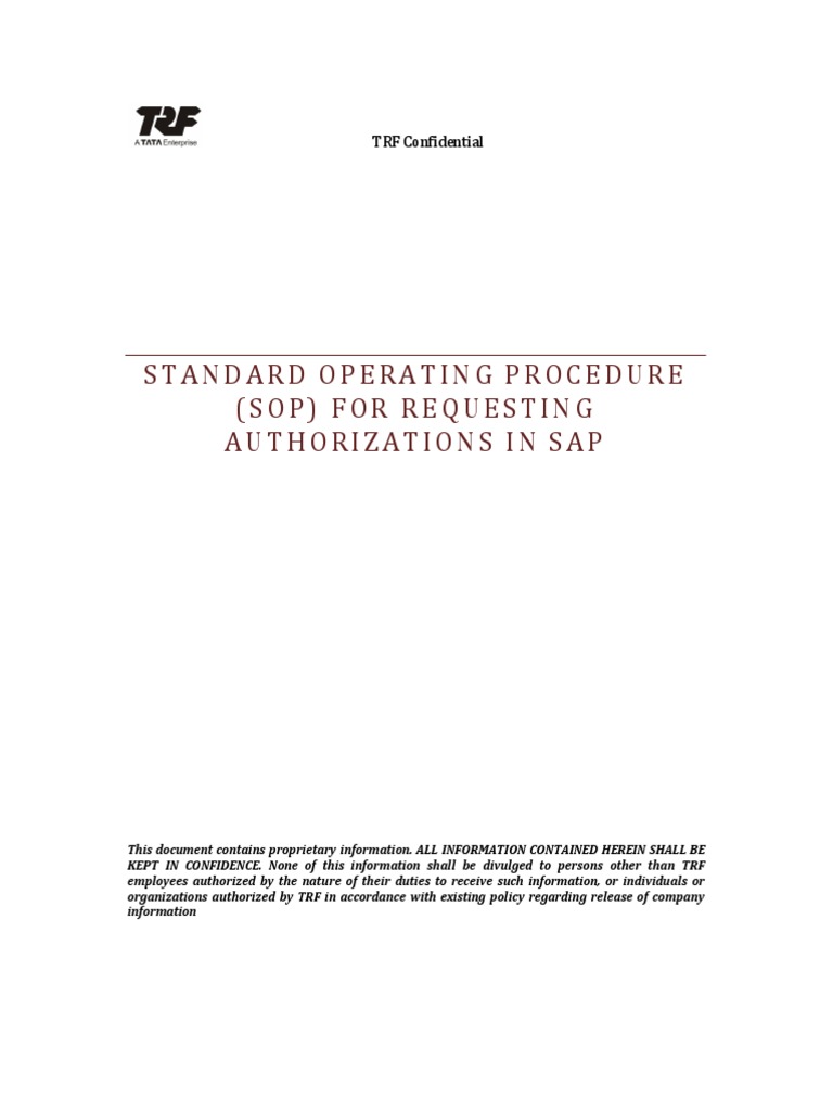 Sap Authorization Sop | PDF | Help Desk | Computing