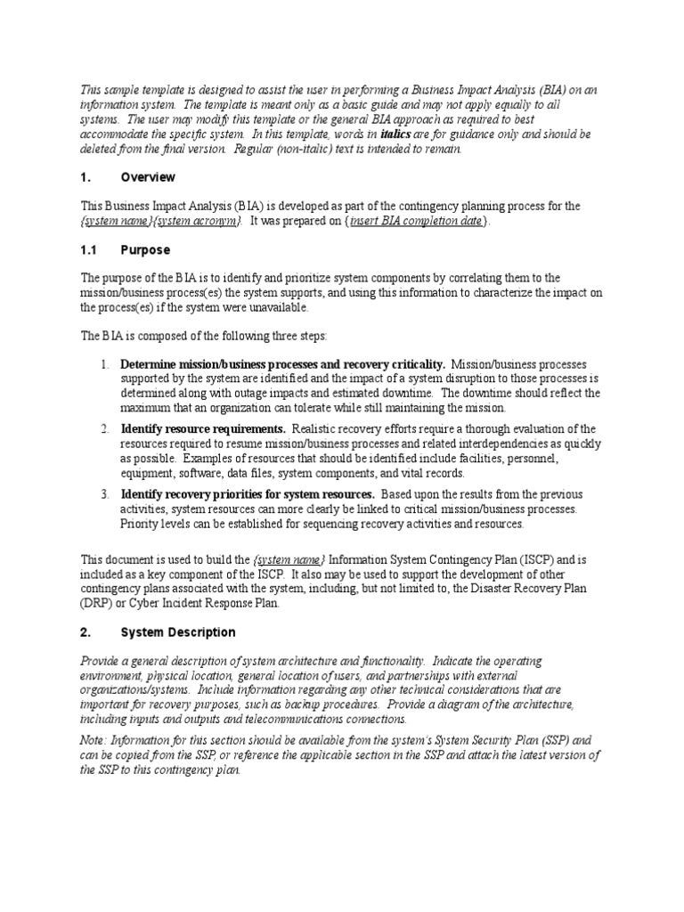 07 SP800-34-Rev1 Bia Template | PDF | Business Process | System