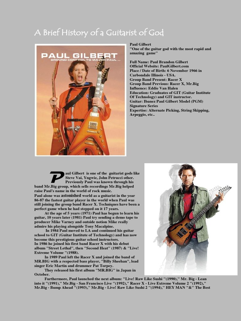 A Comprehensive Biography of Guitar God Paul Gilbert: Tracing His ...