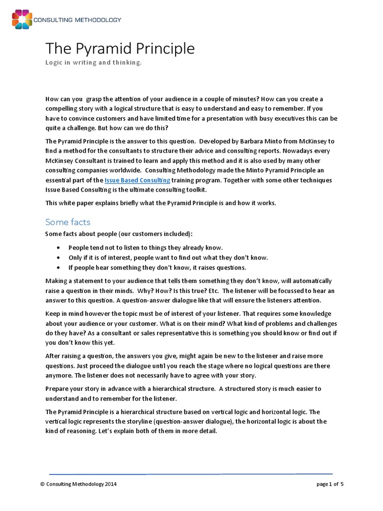 Pyramid Principle Consulting Methodology | PDF | Dialogue | Logic