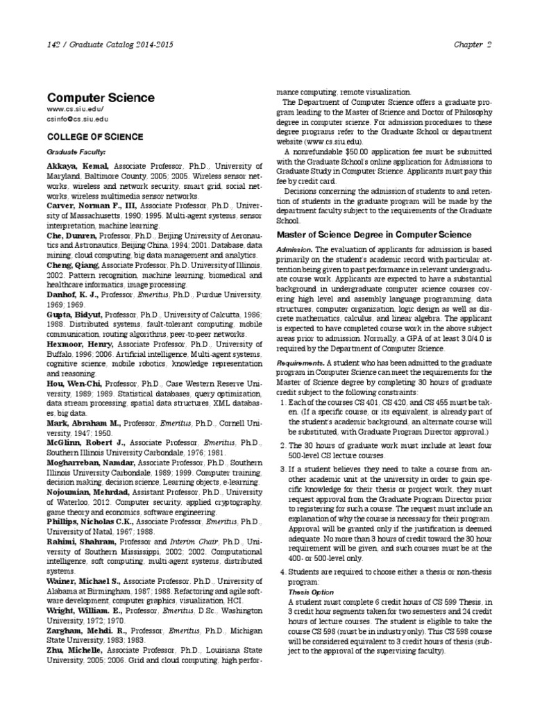 Computer Science MS | PDF | Thesis | Postgraduate Education