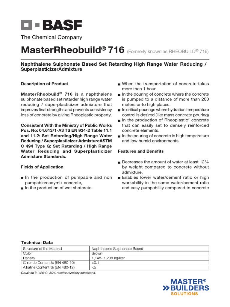 MasterRheobuild® 716 | PDF | Concrete | Industries