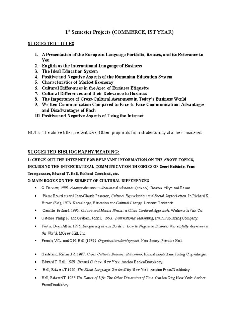 Commerce, 1st Semester Projects | PDF