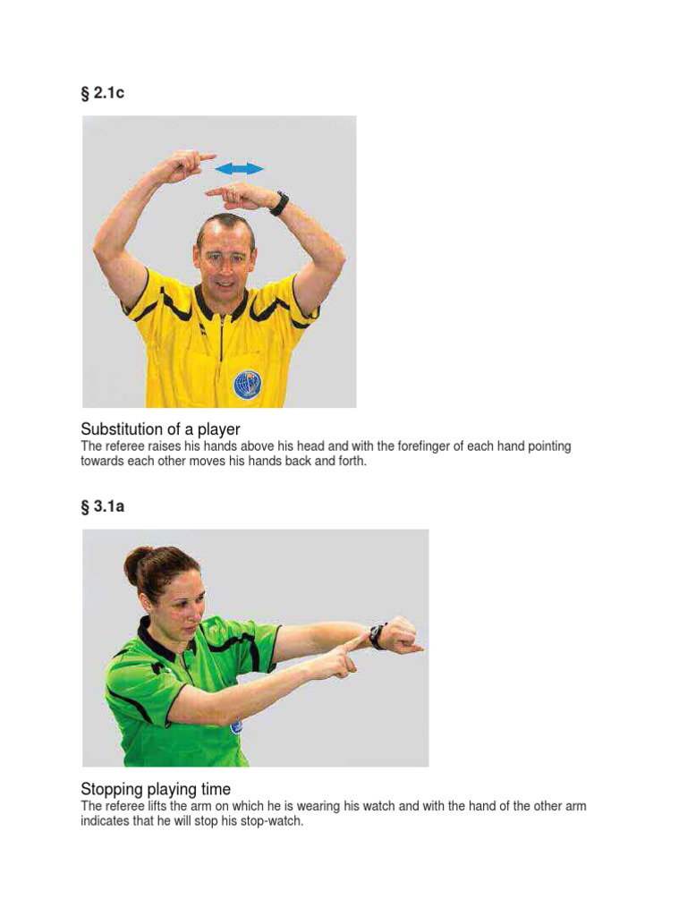 Referee Hand Signals | PDF | Hand | Referee