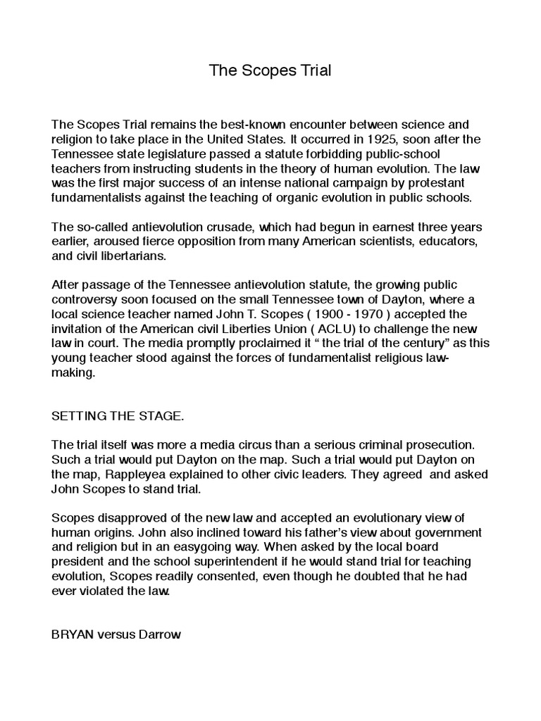 The Scopes Trial | PDF | Justice | Crime & Violence