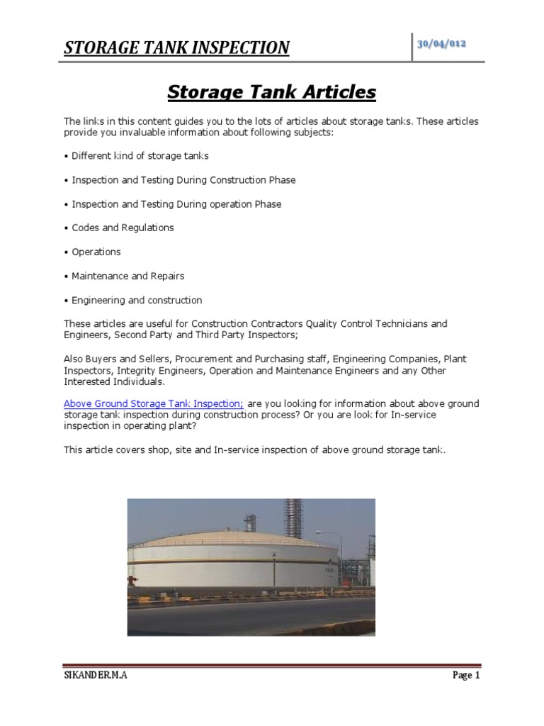 A Comprehensive Guide to Above Ground Storage Tank Inspection During ...