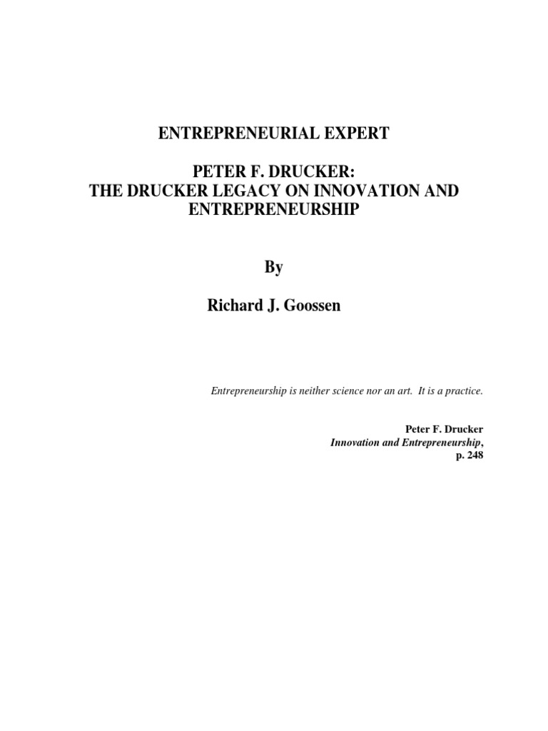 Entrepreneurial Expert Peter Drucker | PDF | Entrepreneurship | Innovation