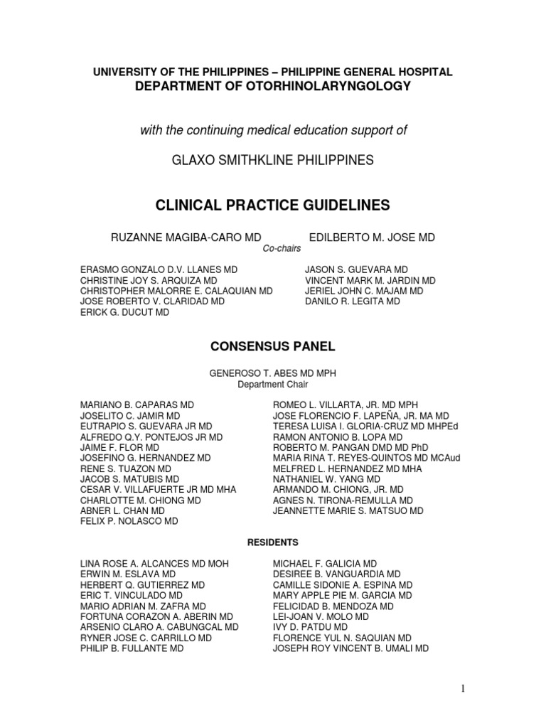 Orl Cpgs Dept of Orl PGH | PDF | Medicine | Clinical Medicine
