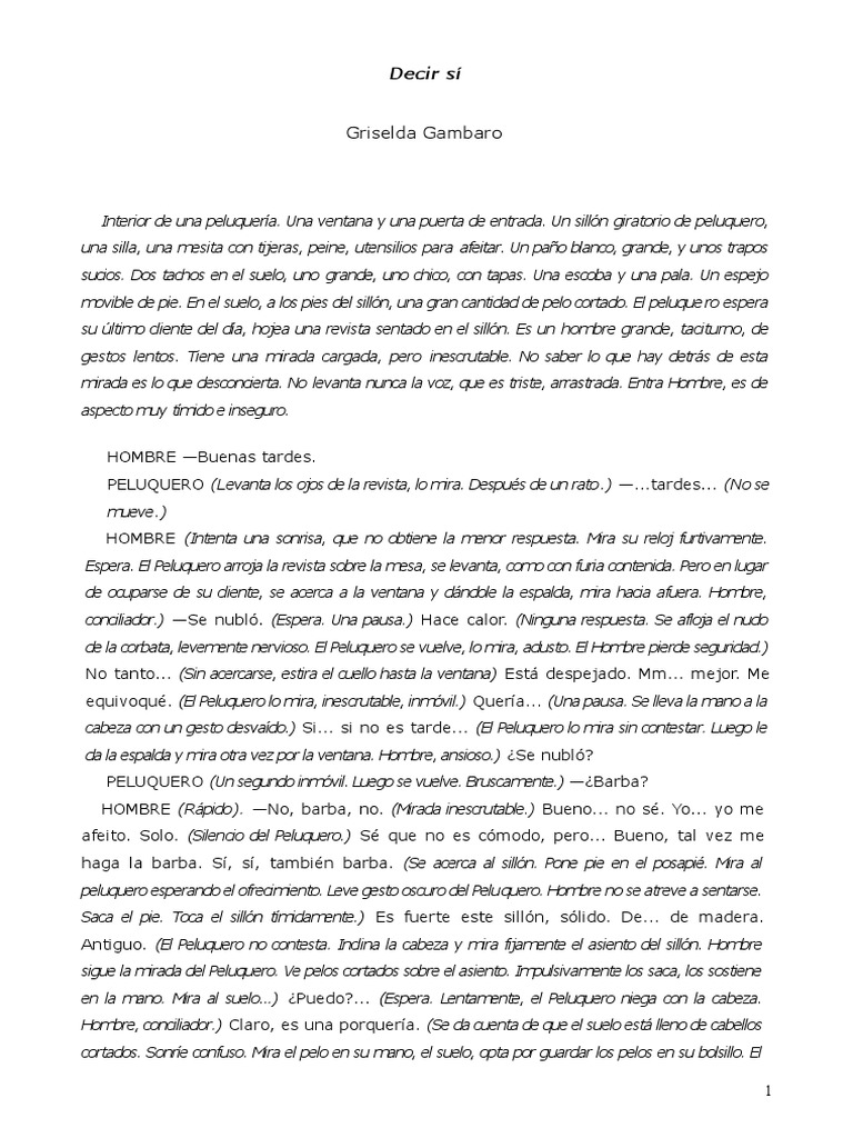 Decir sí, Griselda Gambaro.pdf | Peluquero | Peluquería