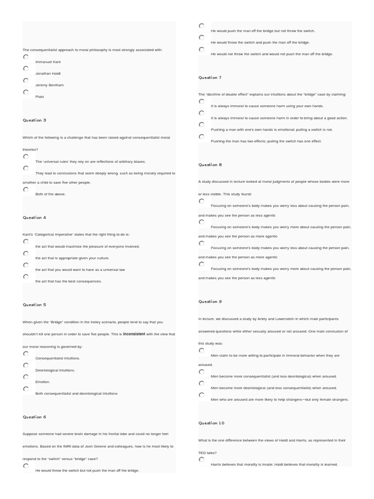 Morality Quiz | Morality | Utilitarianism