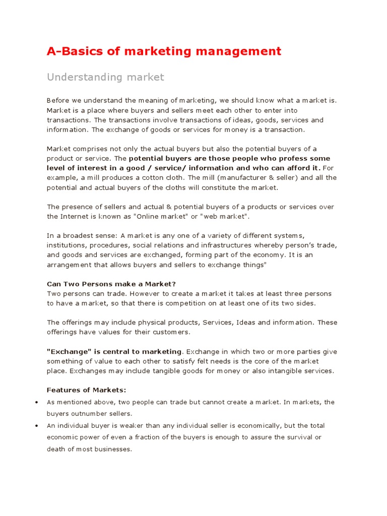 Basics of Marketing Management | PDF | Strategic Management | Marketing