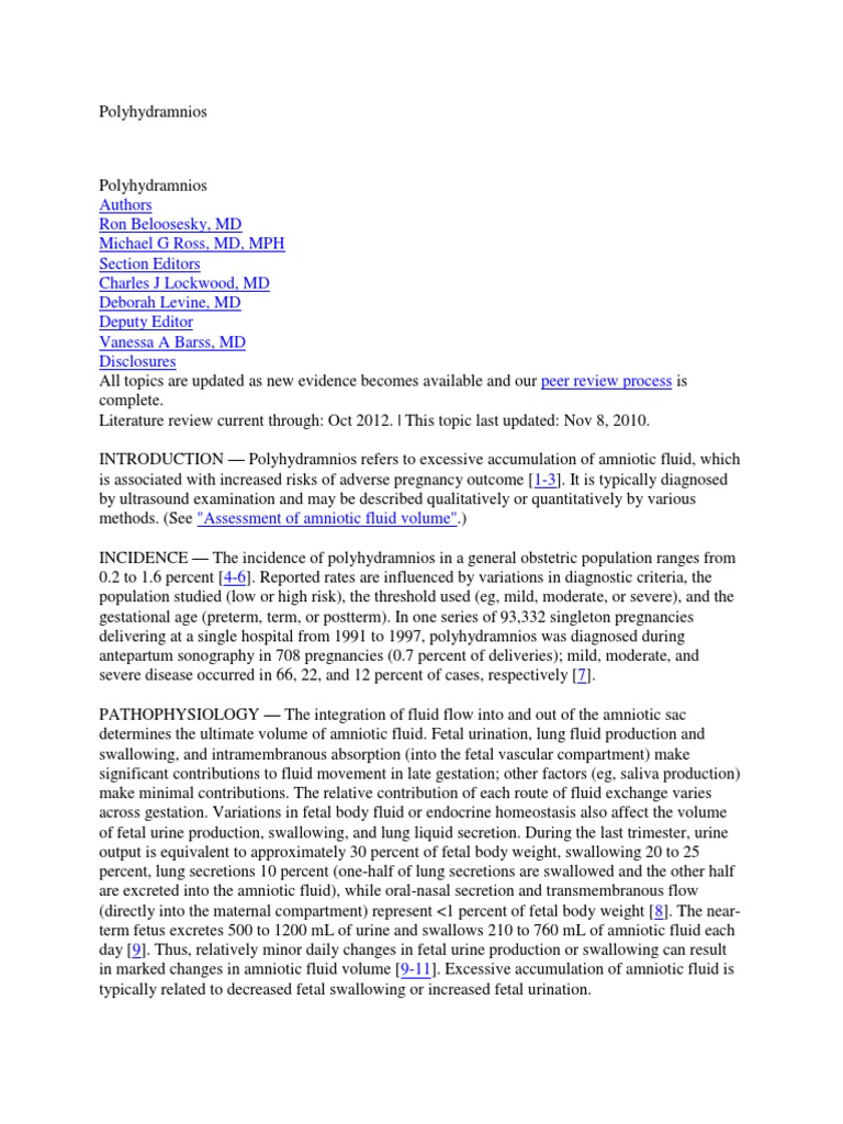 Polyhydramnios | PDF | Fetus | Pregnancy