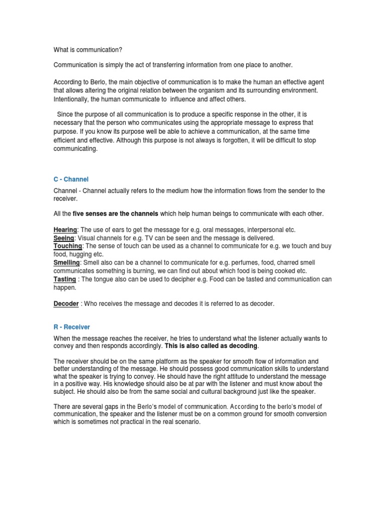 C - Channel | PDF | Senses | Communication