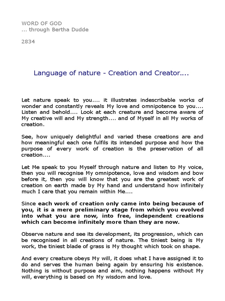 Nature's Language: Creator's Message | PDF | Revelation | Religious ...