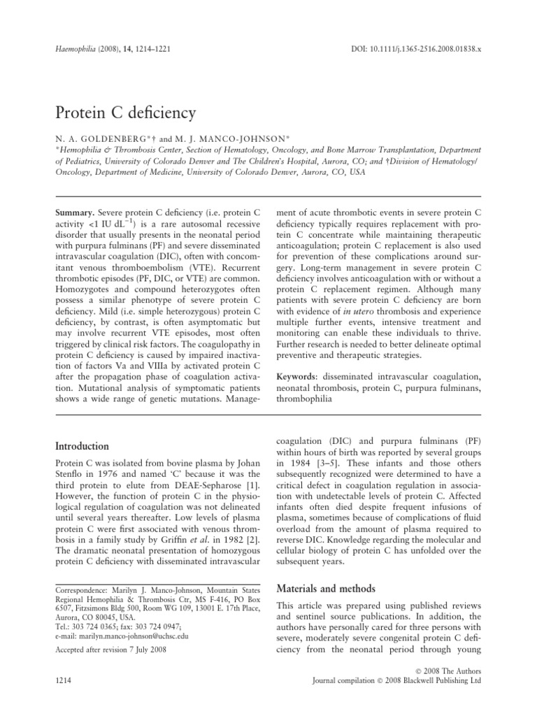 Understanding Protein C Deficiency | PDF