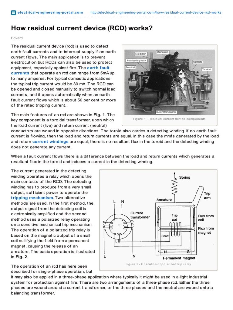 How Residual Current Device RCD Works | PDF | Relay | Electric Power
