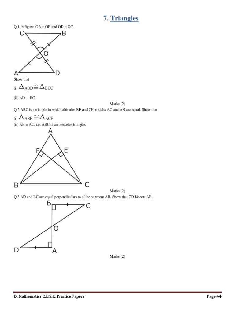 CBSE Class 9 Triangles | PDF | Triangle | Euclid