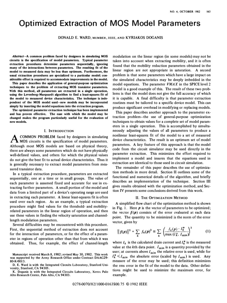 Optimized Extraction Of Mos Model Parameters Pdf Mathematical
