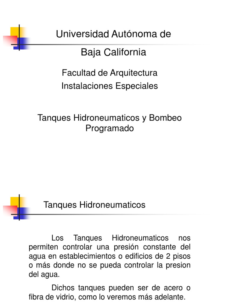Sistema de tanques hidroneumáticos y bombeo programado para suministro de agua | PDF | Bomba ...