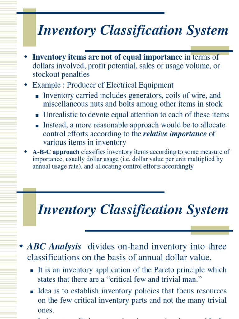 Inventory Classification System | PDF | Inventory | Production And ...