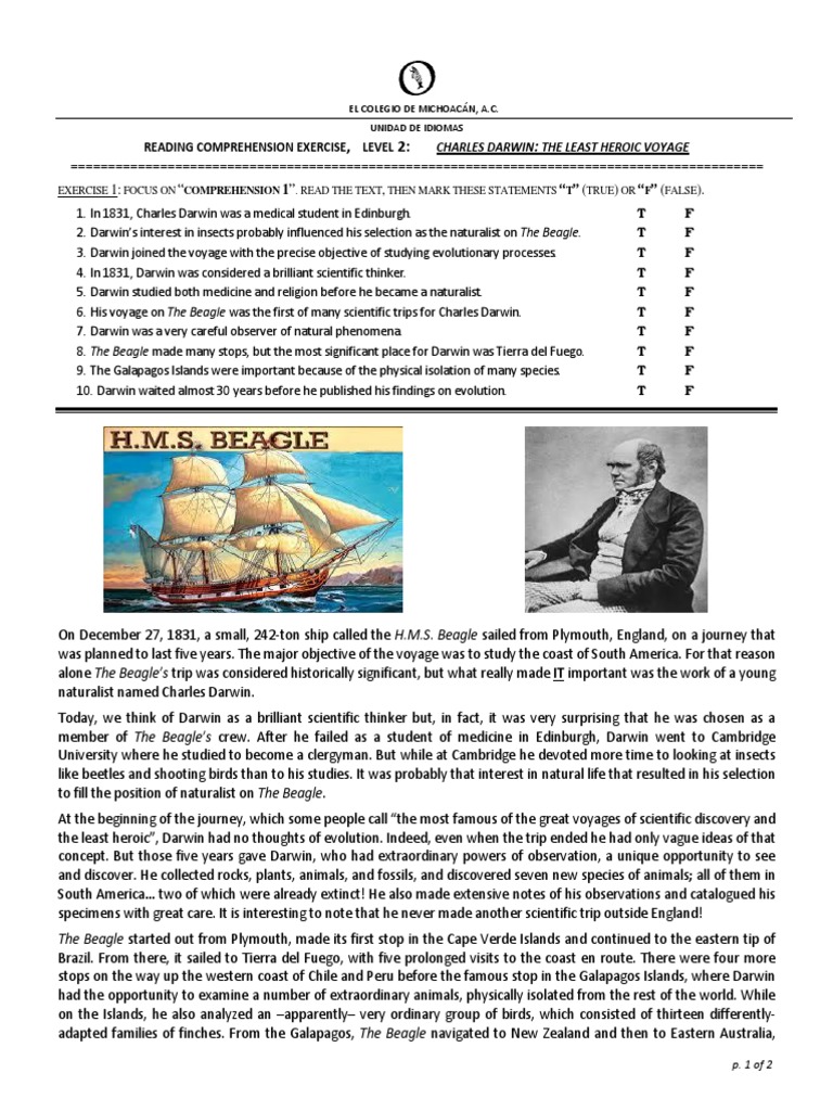 Charles Darwin Exercise PDF | PDF | Charles Darwin | Biology