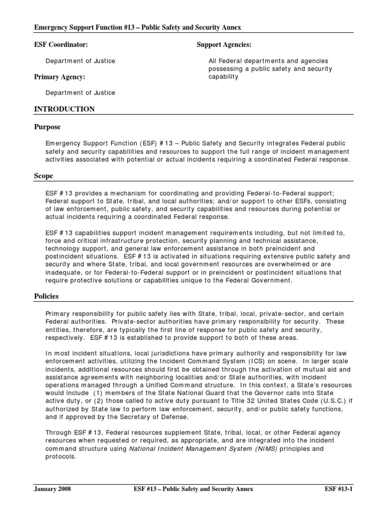 FEMA ESF #13 | United States Marshals Service | United States ...