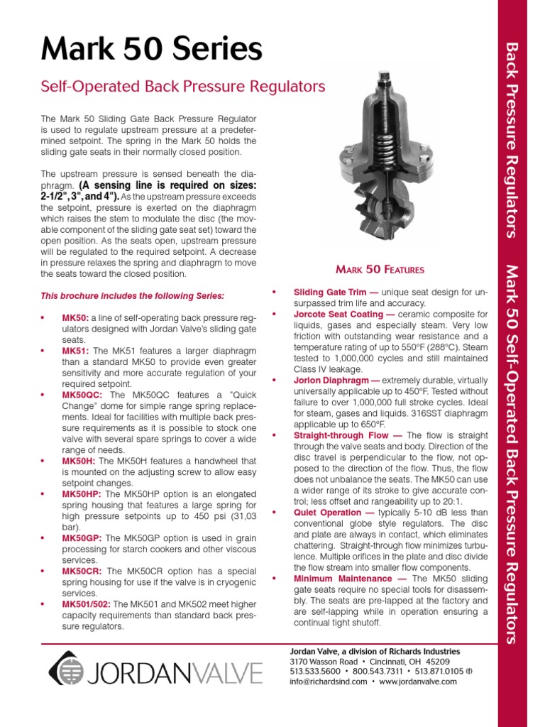 Mark 50 Series: Self-Operated Back Pressure Regulators | Download Free ...