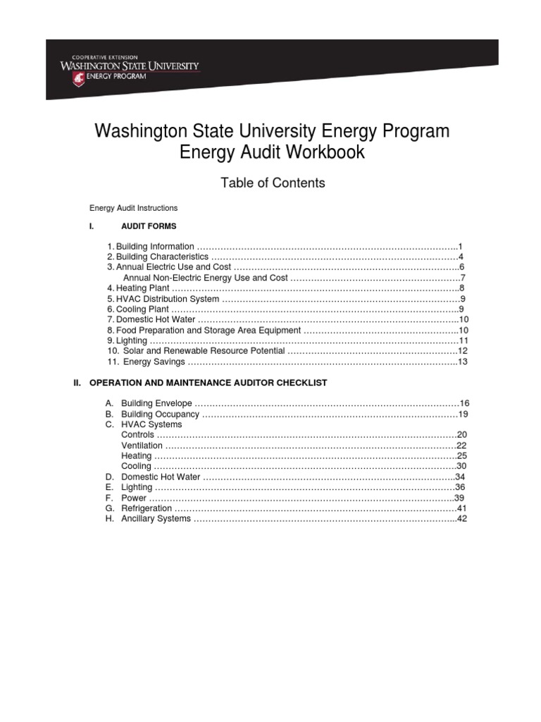 Washington State University Energy Program Energy Audit Workbook | PDF ...