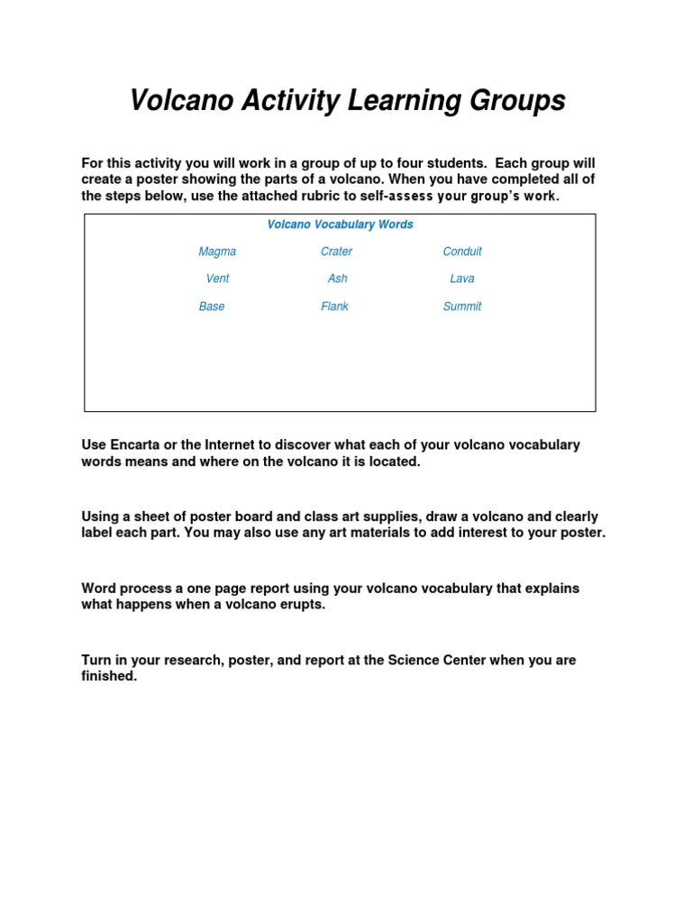 Volcano Activity Group Project Guide | PDF