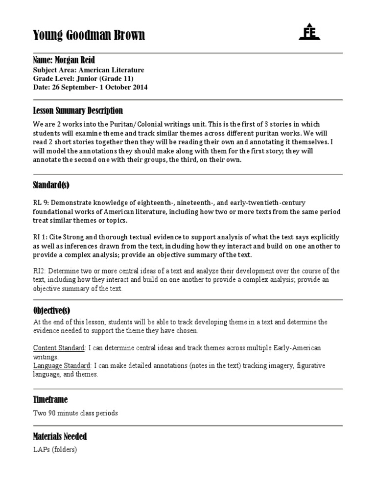 Young Goodman Brown | PDF | Nathaniel Hawthorne | Logos