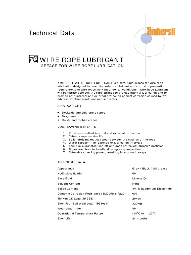 1312571wire Rope Lubricant | PDF | Lubricant | Rope
