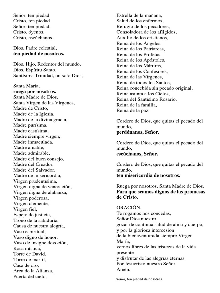 LETANIAS | PDF | María, madre de Jesús | Misericordia