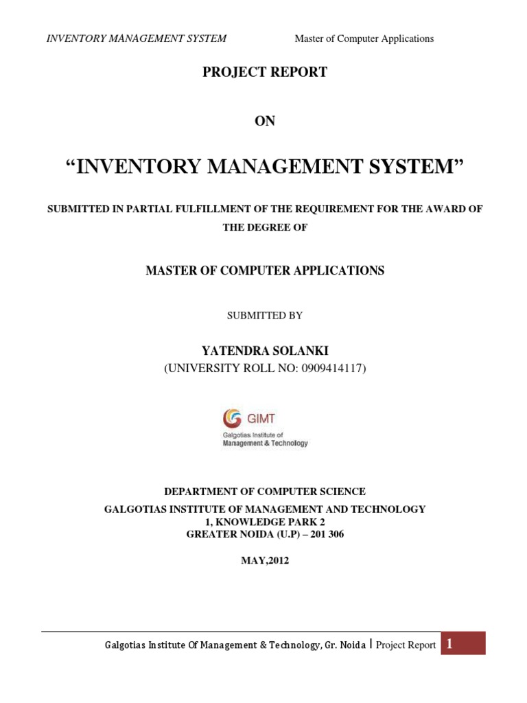 Inventory Management System Project Report | PDF | Feasibility Study | Html