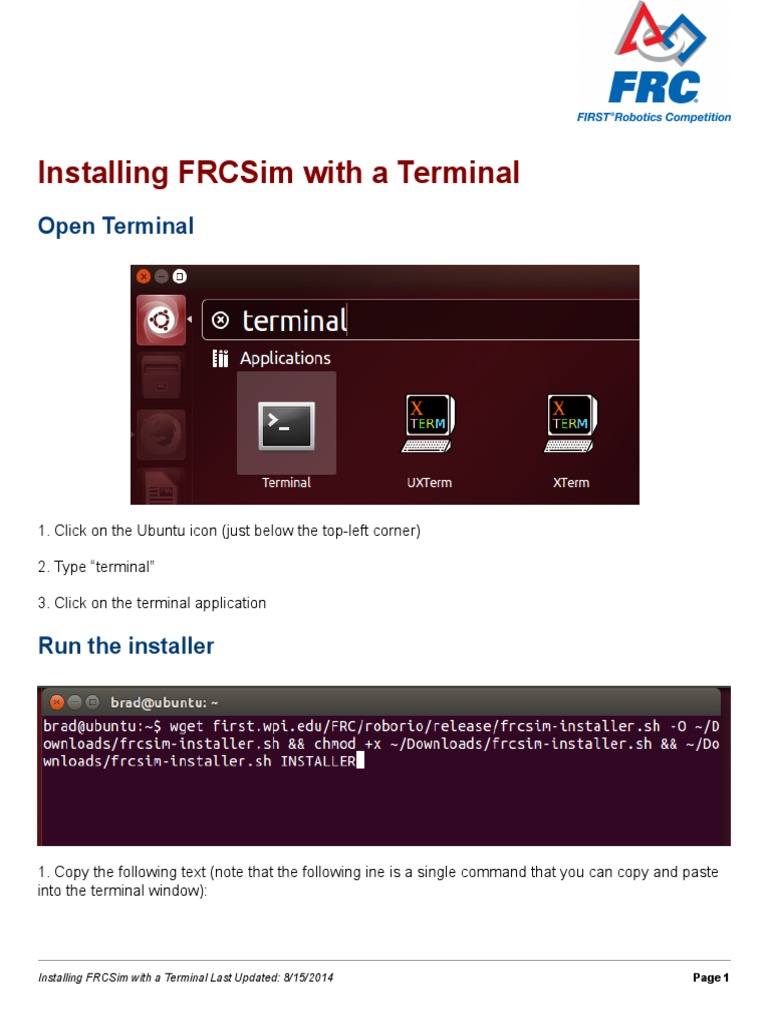 Installing Frcsim With A Terminal Pdf