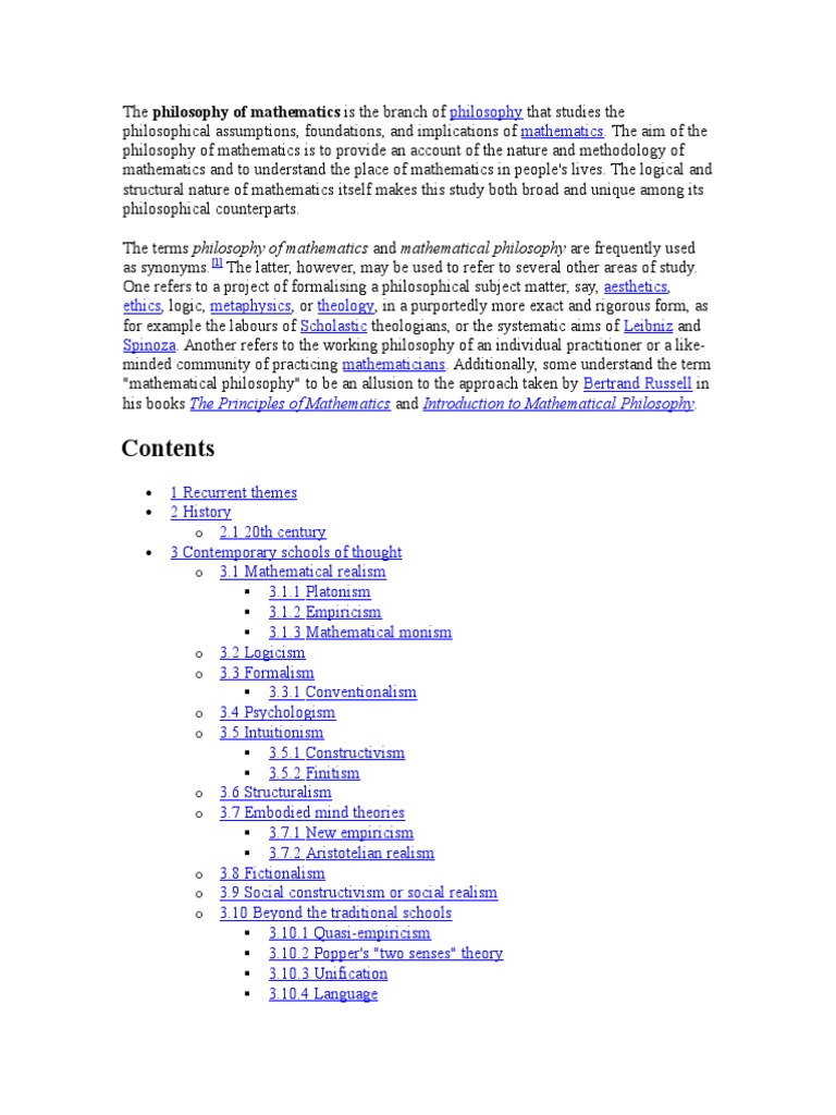 Overview of Mathematical Philosophy | PDF | Western Philosophy ...
