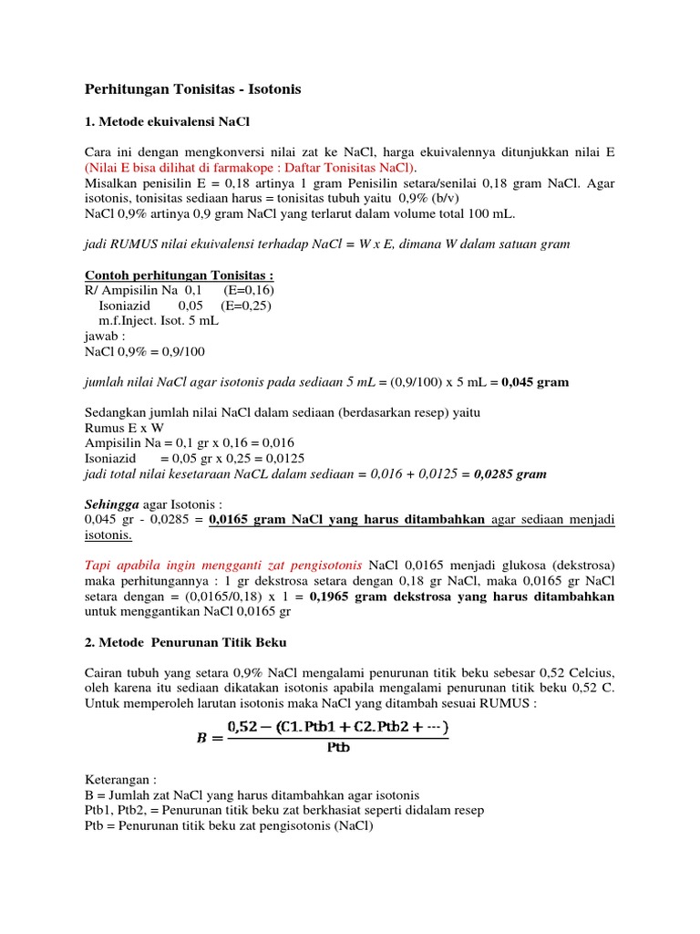 Perhitungan Tonisitas | PDF | Sains & Matematika